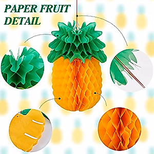 14 Pieces Honeycomb Fruit Tissue Paper Decoration Tissue Paper Pineapple Table Centerpieces Hanging Honeycomb Strawberry Paper Decor for Birthday Wedding Party Home Decoration