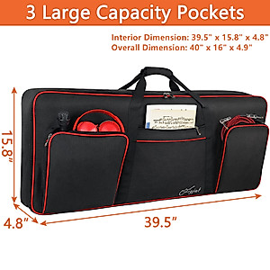 SNIGJAT 61 Key Keyboard Case Soft, Full Padded Piano Case with Handles and Adjustable Shoulder Straps, Waterproof Piano Keyboard Case with 3 Pockets for Accessories (Size: 39.5"x15.8"x4.8")