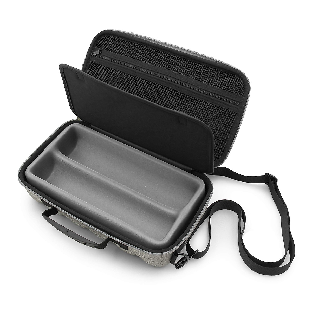 CASEMATIX Dual Wireless Microphone Case for Wireless Mic System Compatible with Sennhesier, Shure Microphones and More, Dual Mic Bag with Shoulder Strap and Hard Shell Gray Exterior