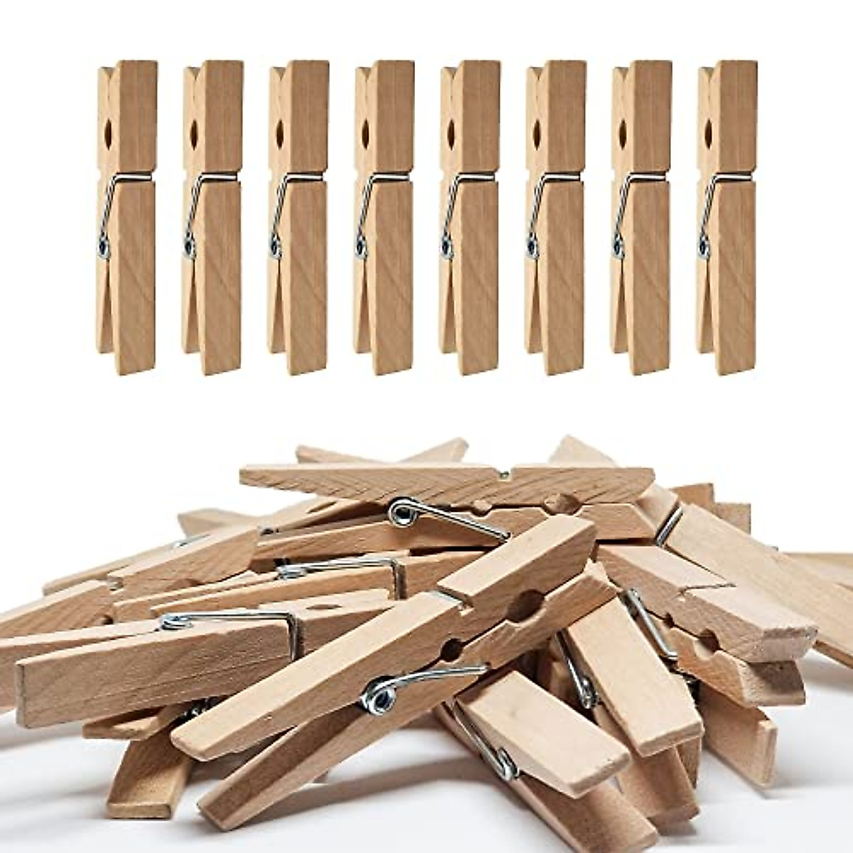 blacksheep Zenia Pegs Clothes Pins Heavy Duty Outdoor with Spring, Wooden Clothespins for Crafts and Hanging Clothes on Clothesline Laundry, 2.8 inch, Pack of 50, Brown, 00-02