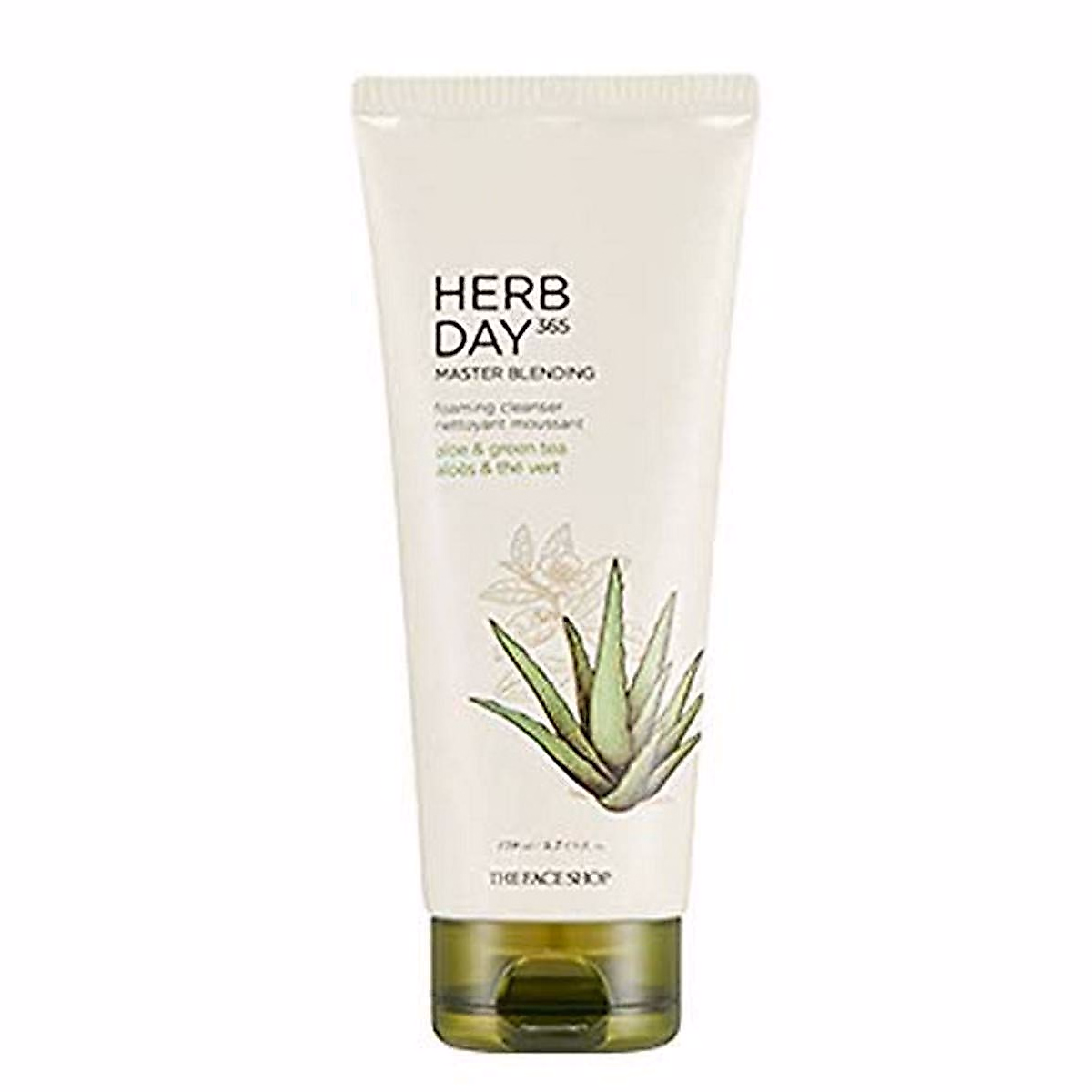 The Face Shop Herb Day 365 Master Blending Cleansing Foam Aloe & Green Tea Face Cleanser - Moisturizing, Hydrating, Soothing Face Wash - Korean Skin Care Facial Cleanser - Suitable for All Skin Types