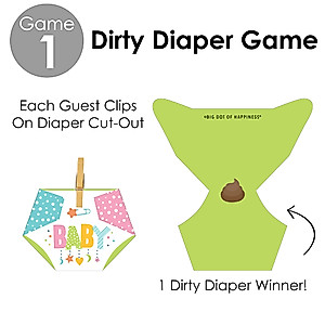 Big Dot of Happiness Colorful Baby Shower - Baby Shower Conversation Starter - 2-in-1 Dirty Diaper Game - Set of 24