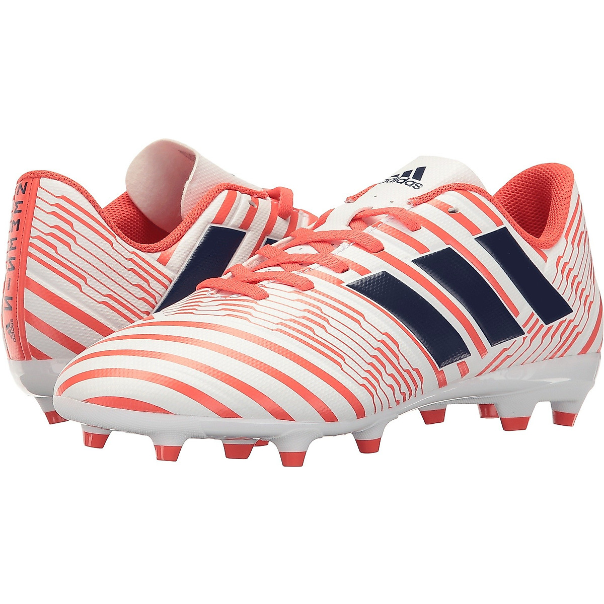 adidas Women's Nemeziz 17.4 FG W Soccer Shoe, White/Mystery Ink/Easy Coral, 9.5 Medium US
