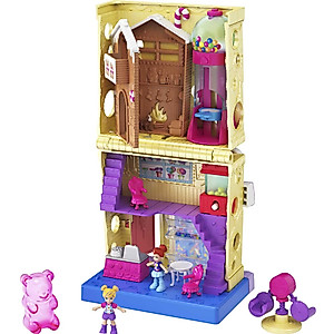 Polly Pocket Pollyville Candy Store with 4 Floors of Fun, Micro Polly & Lila Dolls, 1 Sticker Sheet and 5 Micro Accessories
