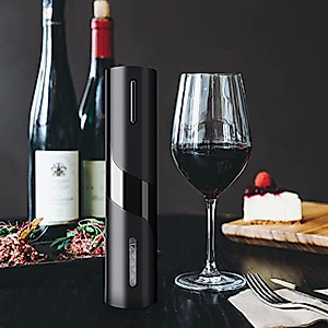 TEBIKIN Electric Wine Bottle opener，Battery Operated Automatic Wine Bottle Corkscrew Opener with Foil Cutter,2 Wine Vacuum Stopper，Wine Pourer for Gift，Home，Party