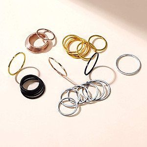 GOLDCHIC JEWELRY 28 Pcs Midi Ring Bohemian Knuckle Ring Sets Fashion Finger Vintage Silver Stackable Rings for Women Lady Knuckle Midi Rings for Mother Wife Fiancee