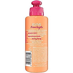 L’Oreal Paris Elvive Dream Lengths No Haircut Cream Leave in Conditioner With Fine Castor Oil, Vitamins B3, B5 for Long, Damaged Hair, Helps Seal Split Ends and Reduces Breakage With System 6.8 FL; Oz