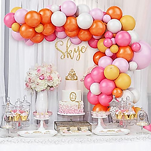 Pink Balloons Garland Arch Kit, Pink Yellow Orange Balloon Garland Balloons Arch Kit, Latex Party Balloons For Girls Birthday Party Baby party Shower Weddding Graduation Decoration Party Supplies