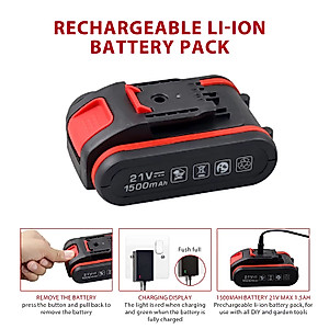 jar-owl Cordless Drill Set, 21V Brushless Drill Driver Kit, 1x 1.5Ah Li-ion Batteries, 319 In-lbs Torque, 3/8”Keyless Chuck, 2-Variable Speed, 25+1 Clutchfor for Home Tool Kit