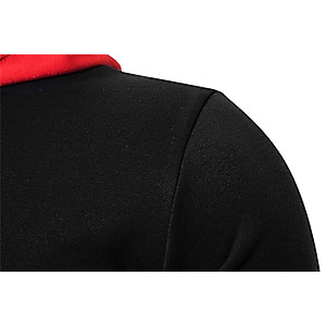 Maiyifu-GJ Men Casual Drawstring Slim Fit Hoodies Novelty Patchwork Pullover Hoodie Lightweight Athletic Hooded Sweatshirts (Black,X-Large)