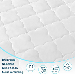 Antranfour Twin Mattress Pad Cover for Air Mattress, with Opening for Pump, Inflatable Without Removal,Fitted Sheet Full with Elastic Loop Hem,Deep up to 24"
