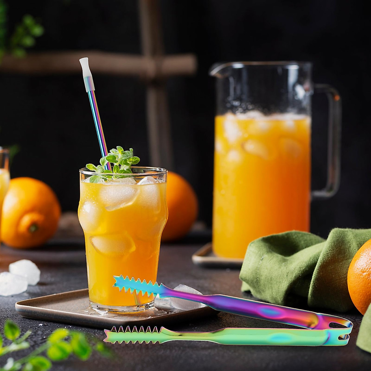 DSNN 48 Pieces Iridescent Flatware Set with Silverware Organizer, Nice Design Cutlery Service for 8, Stainless Steel Kitchen Utensil