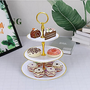 Cupcake Stand, Plastic 3 Tier Cupcake Stand Dessert Plates Cake Fruit Candy Display Tower Reusable Pastry Platter for Wedding Birthday Baby Shower Tea Party Decorations (White - 2 Pack)