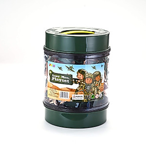 JOYIN 164 Piece Military Soldier Playset Army Men Play Bucket Army Action Figures Battle Group Deluxe Military Playset with Army Men, Aircrafts, Helicopters, Tanks with Bucket