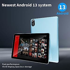 Android 13 Tablet 10 inch Tablets with 8GB RAM 64GB ROM 1TB Expand, 1280x800 IPS Touchscreen, WiFi 6, Dual Camera, 6000mAh Battery, GMS, Quad-Core, Bluetooth 5.0 (Blue) (K12)