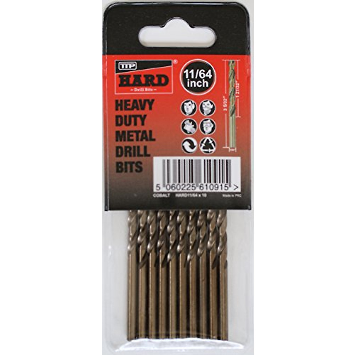 TTP HARD Drills Bits 11/64-Inch, 10 X Imperial Drill Bits Cobalt for Drilling Harder Metals Stainless Chrome Aluminum Cast Iron