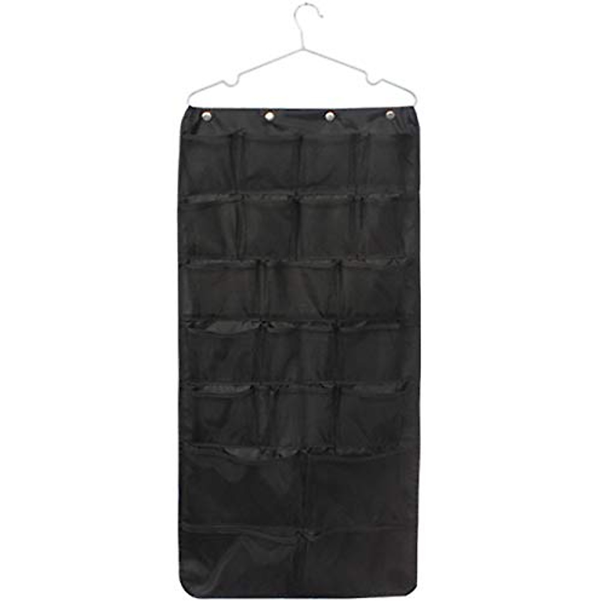 SPIKG Dual-Sided Hanging Closet Organizer for Underwear, Stocking,Bra and Sock,Mesh Pockets with Metal Hanger (42 Pockets Black)