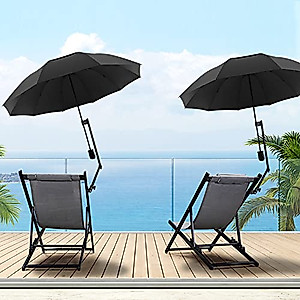 HOBVO UPF 50+ Golf Umbrella with Adjustable Universal Clamp Portable Umbrellas for Rain, Manual Open & Close, for Beach Chair, Golf Cart, Stroller, Bleacher, Patio (Black, 49.2")