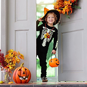 Hicarer 12 Pcs Fall Thanksgiving Felt Craft Kit for Kids DIY Turkey Pumpkin Felt Set Fall Party Necklace Felt Crafts Fall Maple Leaves Ornament for Thanksgiving Autumn Craft Party Supplies