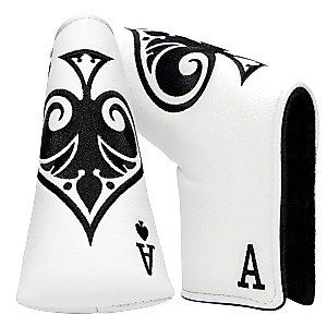 Poker Ace Blade Putter Cover Magnetic Putter Headcover Head Cover for Blade Putters - Golf Putter Cover White for Men fits Scotty Cameron Ping Putters