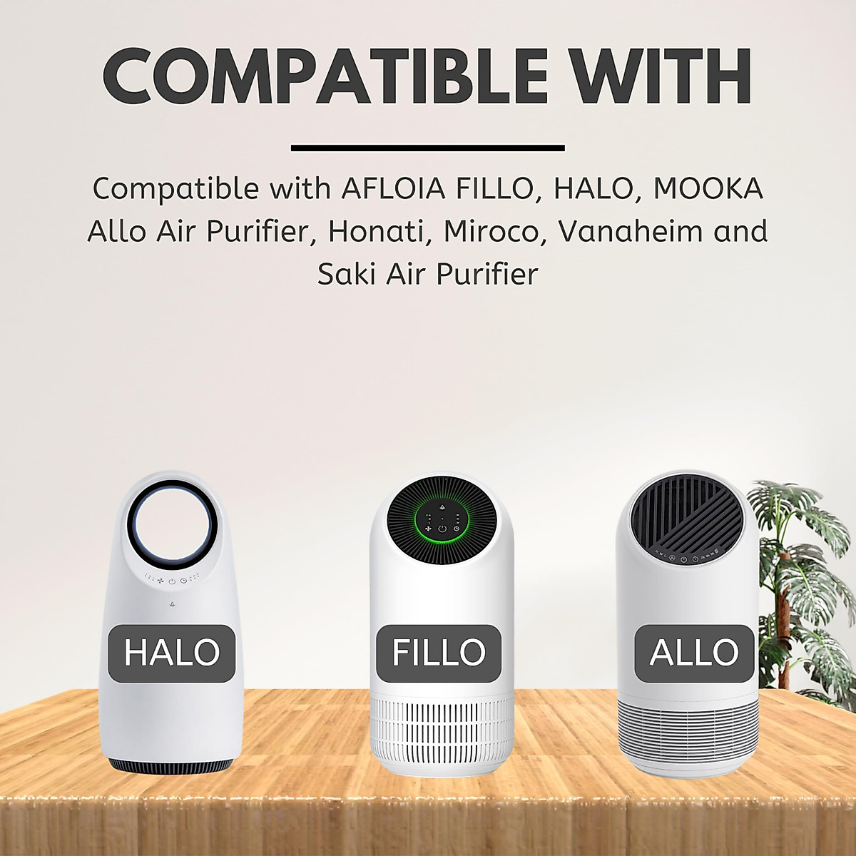 Nispira 3-in-1 True HEPA Filter + Carbon Compatible with AFLOIA FILLO, HALO, MOOKA Allo Air Purifier, Honati, Miroco, Vanaheim and Saki Air Purifier, 2 Packs