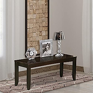 East West Furniture Lynfield Dining Bench with Wood Seat, 52x15x18 Inch, Cappuccino