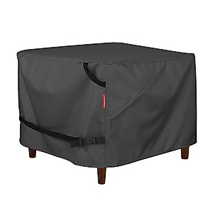 Porch Shield Patio Ottoman Cover - Waterproof Outdoor Square Side Table Covers – 27L x 27W x 18H inch, Black