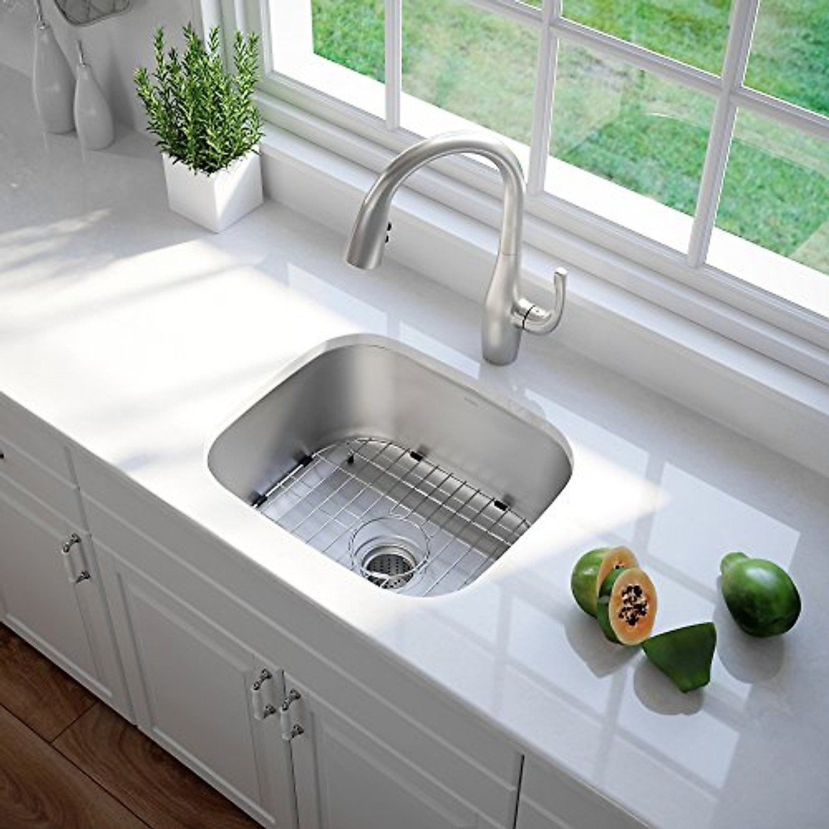 Kraus KBU11 20 inch Undermount Single Bowl 16 gauge Stainless Steel Kitchen Sink