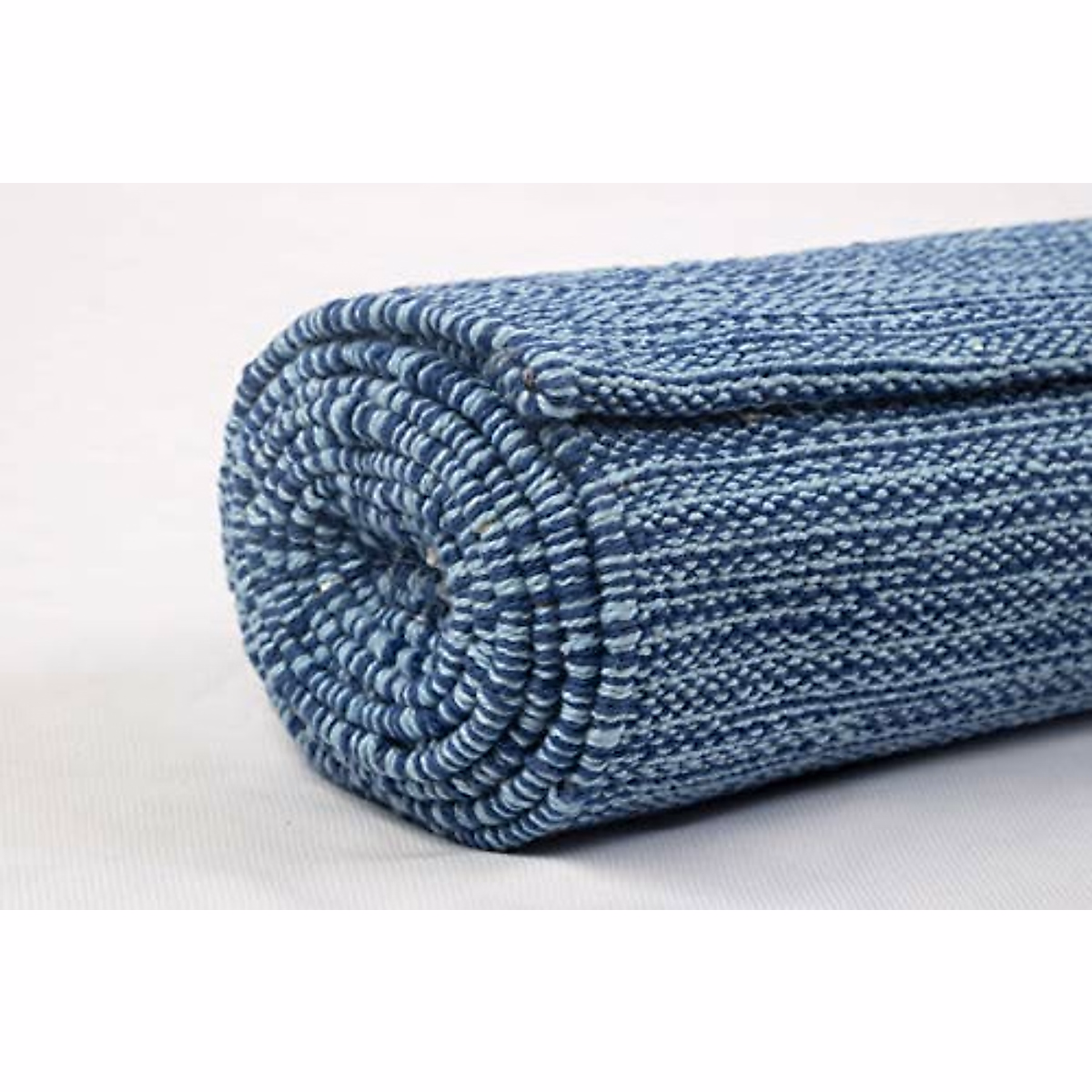 Handmade Organic Cotton Yoga Mat by Live Well 360 - Natural Yoga Mat - Exercise, Workout, & Fitness Rug Made of 100% Cotton - Woven Material - Hand-Crafted, Absorbent & Washable - 78" x 27" (Blue)