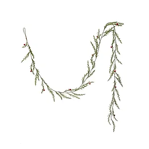 Creative Co-Op Faux Cedar Garland Berries, Green and Red