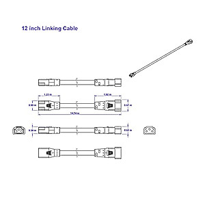 Tianyoelec 12-inch Connector Linking Cable for LED Under Cabinet Lighting Fixtures, White, LJP0300