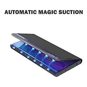 YukeTop Cover for Oppo Reno2 F Case, with Stand, Clear Window + Leather + PC, Flip Cover, Cover Protection for Oppo Reno2 F.(Blue)