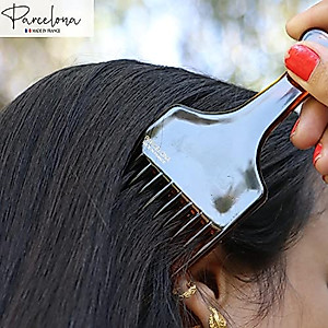 Parcelona French Afro Lift Tortoise Shell Brown Extra Large 6” Celluloid Set of 2 Salon Style Hairdressing Long Teeth Metal Free Hair Pick Combs for Women and Girls