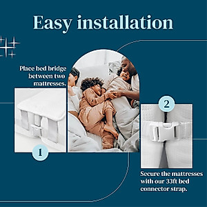 FeelAtHome 12 Inch Wide Bed Bridge Twin to King Converter Kit - Twin Bed Connector King Maker - Bed Gap Filler to Make Twin Beds Into King - Twin Mattress Connector - King Bed Converter Kit