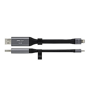PNY 32GB DUO LINK iOS USB 3.0 OTG Flash Drive for iPhone & iPad and Computers - External Mobile Storage for photos, videos, and more