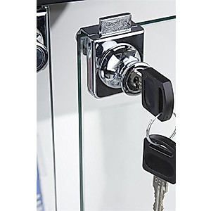 Displays2go Black LED Trophy Showcase, Locking, LED Lighting, Tempered Glass, Laminated MDF & Aluminum – Black (LESC10478B)