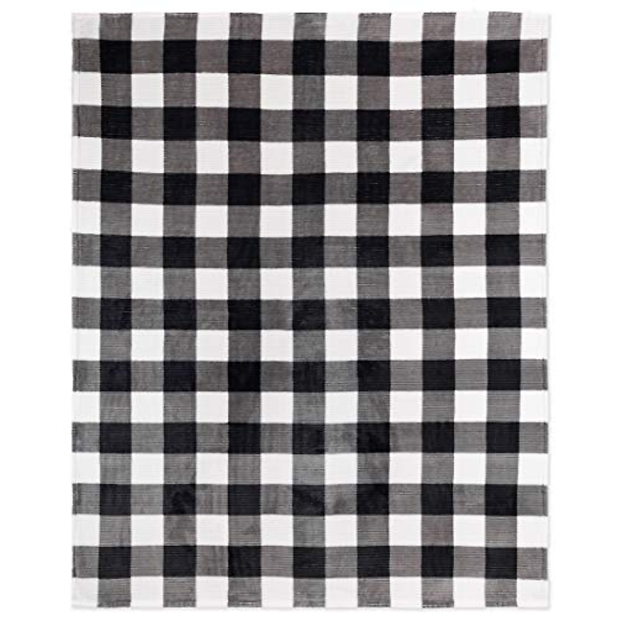 Safdie & Co. Flannel Printed Ribbed 48x60 White Plaid Ultra Soft Throw, Black - 65903.Z.06