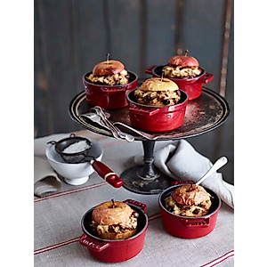 Staub Cast Iron 0.25-qt Mini Round Cocotte - Cherry, Made in France
