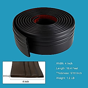 NeatiEase Peel and Stick Baseboards Moulding Trim, 4 Inch x 16.4 Feet Self-Adhesive Floor Baseboard, Flexible Rubber Baseboard Molding Cove Base Vinyl Wall Base (Black)