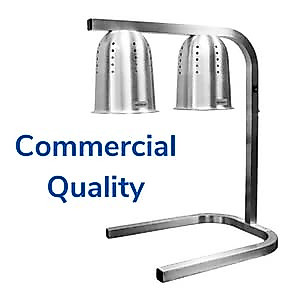 Chef's Supreme Commercial Grade Electric Food Heat Lamp Warmer, Includes 2 Heating Bulbs-250W Each, Free Standing and Portable