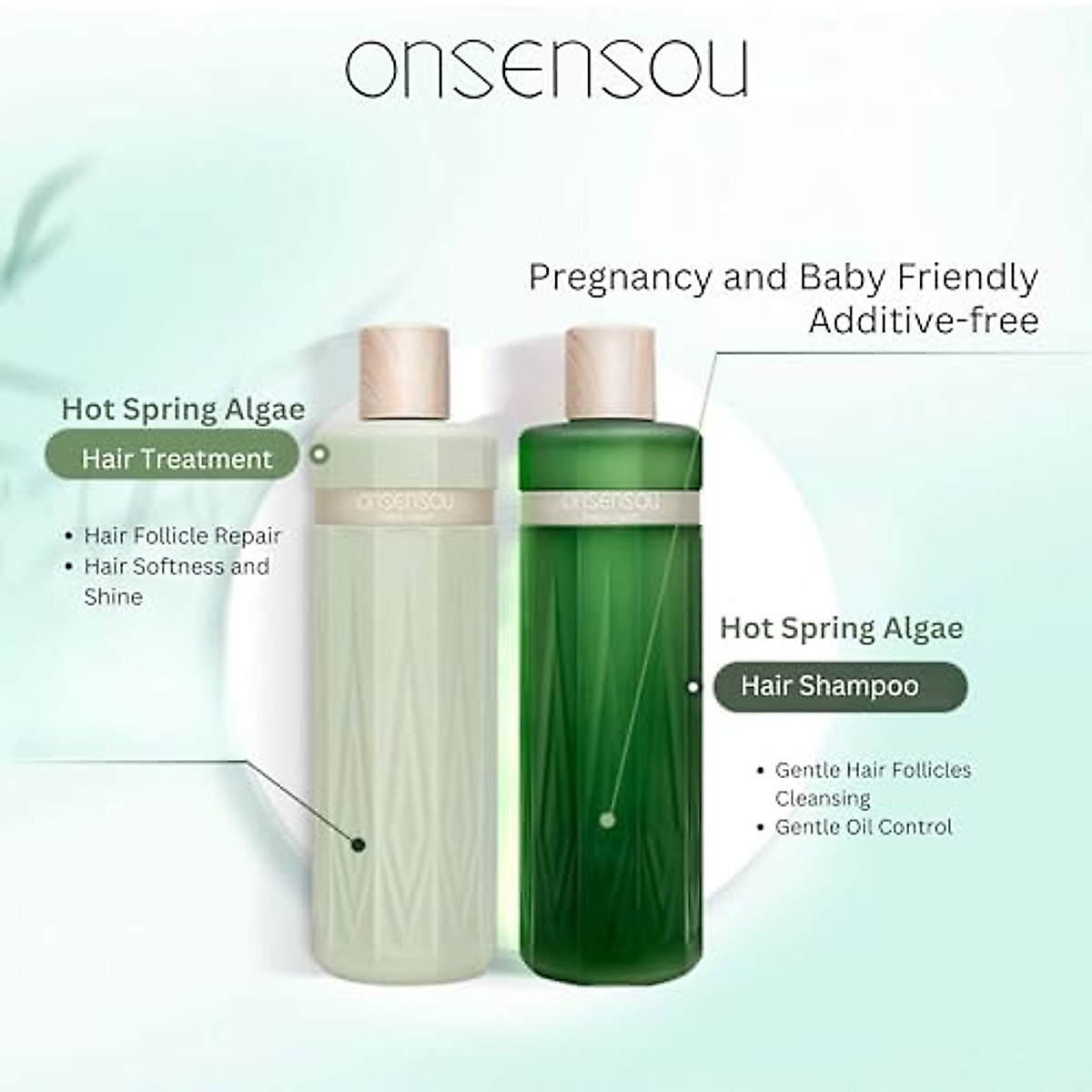 ONSENSOU Hot Spring Yeast & Green Algae Extract Shampoo, Rich & Luxurious Lather for Scalp & Hair Care, Moisturizing & Nourishing, Sulfate-Free, Organic & Skin-Friendly Formula, Mild, 10.1 fl oz