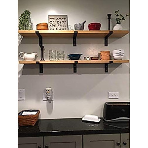 Shelf Brackets12 Inch Lip Brackets for Shelves, Industrial Forged Steel Floating Shelf Bracket, Handcrafted Forged Heavy Duty Rustic Black Shelf Brackets, Raw Metal/Steel Floating Shelf 6 Pack（11.25“）