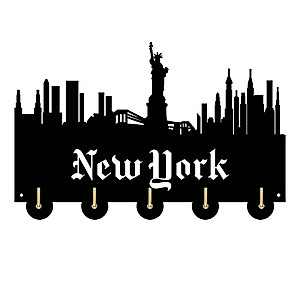 XDG New York City Attractions 2 Household Decor Wooden Wall Hooks Wall Hanger Coat Rack Keys Bags Clothes Multi-Purpose Keys Handbags Hook Gift for Designer