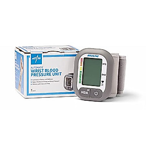 Medline Digital Wrist Blood Pressure Monitor, BP Cuff with Batteries Included (60 Reading Memory)