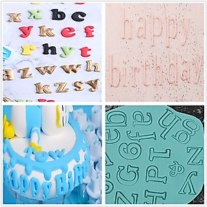 Small Letter Stamp Cookie Cutters Set of 26 pcs, Mini Lowercase Alphabet Spring Stamping Cutters Food Grade Plastic Direct Embossing Fondant Stamper Set for Cake Pastry Baking DIY (White & Blue)