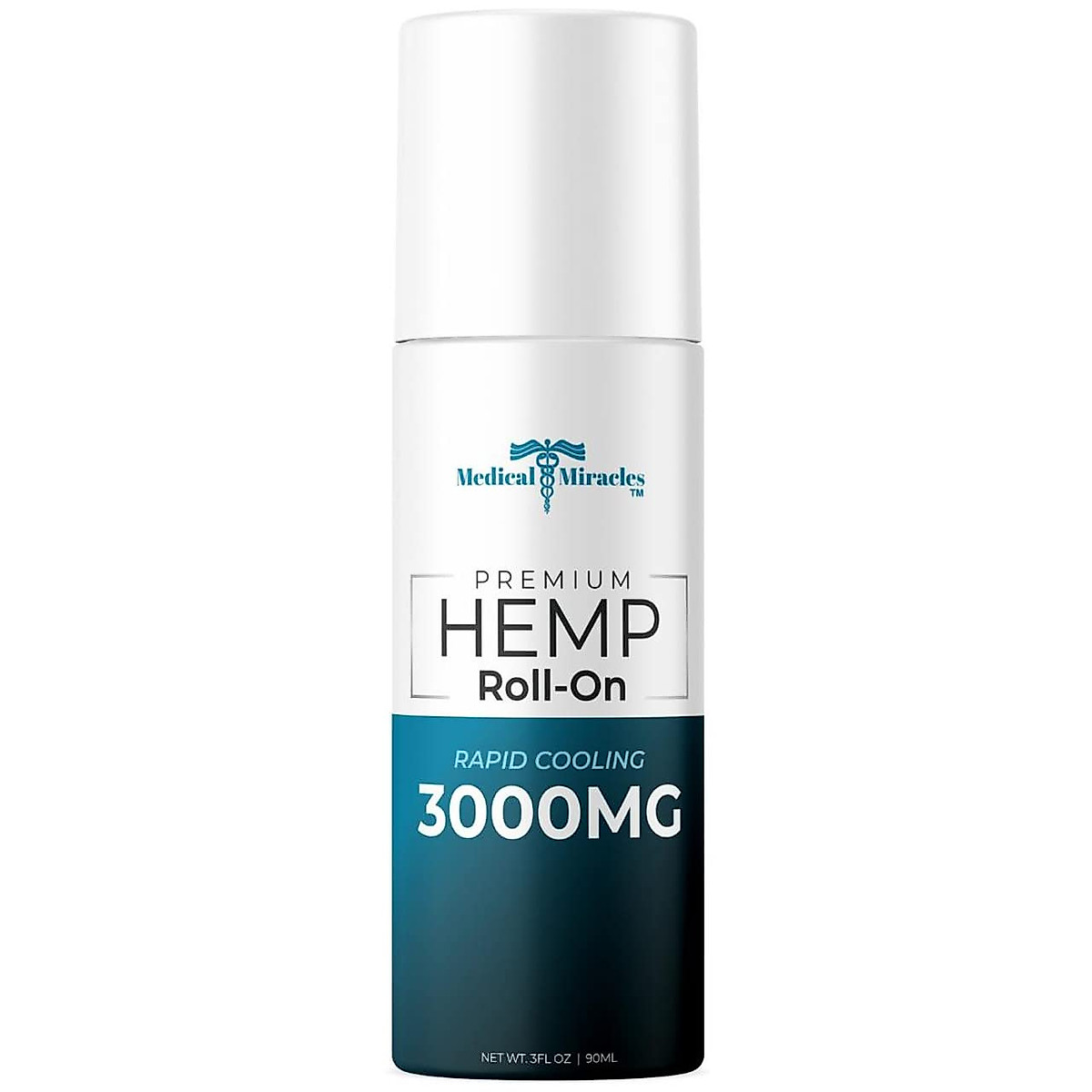 Medical Miracles New Hemp Oil Roll On - Ideal Relief for Muscles, Hips, Joints, Neck, Back, Elbows, Fingers, Hands, and Knees Made in USA (3000mg Roll-On)