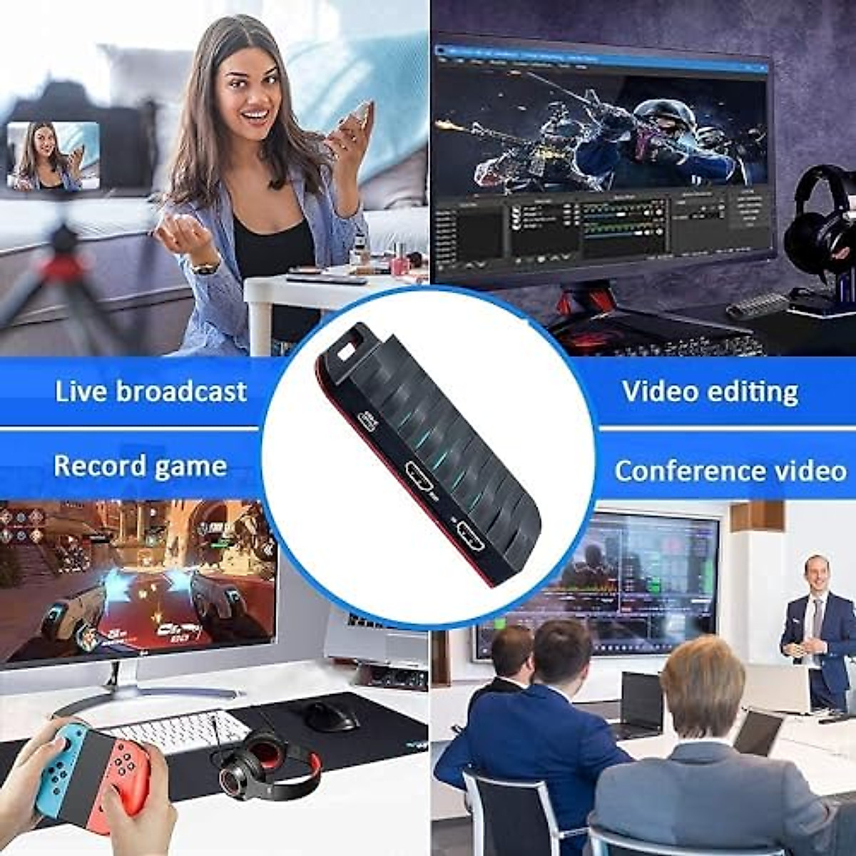 Capture Card, USB3.0/Type-C HDMI Video Game Capture Card,4K 30FPS,HD 1920x1080p 60FPS, with Mic Input and HDMI Passthrough for PS3/ PS4 Xbox Wii u Compatible with Windows, Linux, macOS, OBS Streaming