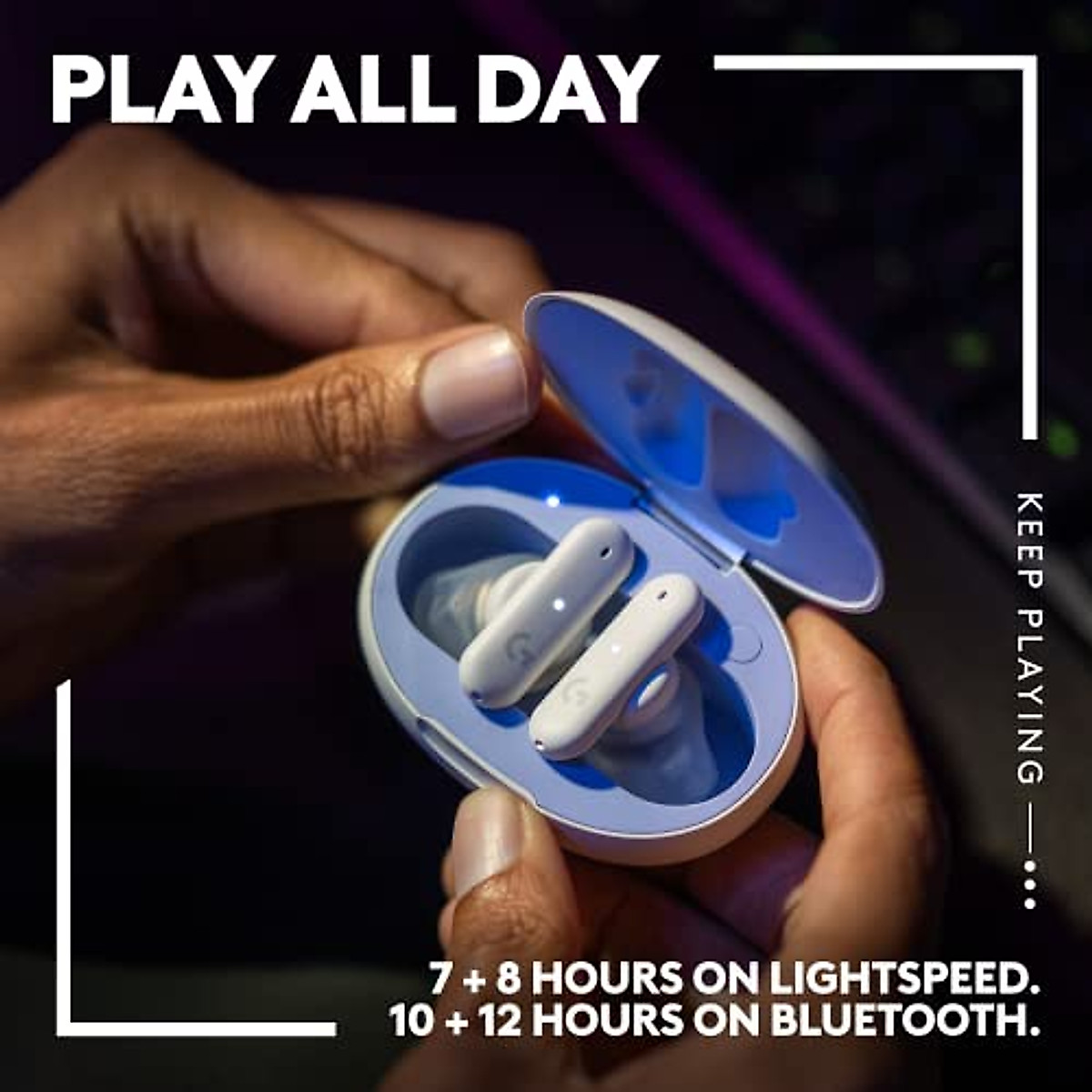 Logitech G FITS True Wireless Gaming Earbuds, Custom Molded Fit, Lightspeed + Bluetooth, Four Beamforming Microphones, PC, Mac, PS5, PS4, Mobile, Nintendo Switch - White