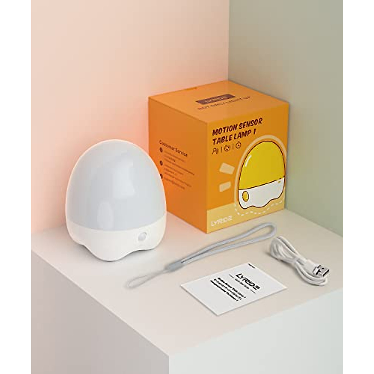 Lyridz Nursery Night Light for Kids, Rechargeable Baby Night Light with Motion Sensor, RGB LED Dimmable Table Lamp for Breastfeeding with Color-Changing Mode,1-Hour Timer,Touch Control