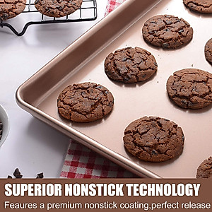 Joho Baking Sheet Pans Cookie Sheet,Nonstick Bakeware Cookie Pan Set,Large Baking Sheet for oven,13inch,18inch, Gold